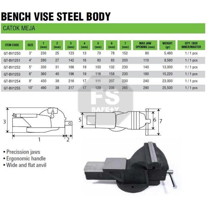 Jual Tekiro Catok Ragum Meja 3 4 5 6 8 10 Inch Bench Vise Steel Body ...