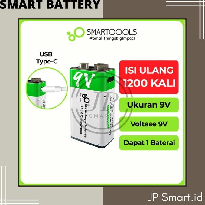Jual Smartools 9V Type C Rechargeable Battery Baterai Charge Cas CV ...