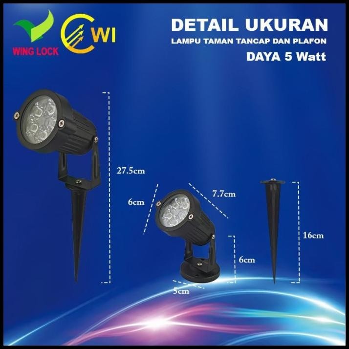 Jual LAMPU TAMAN LED 5 WATT 5 MATA WING LOCK | Shopee Indonesia