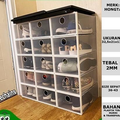 Jual Hongta - Kotak Sepatu Acrylic Transparan Showcase Shoe Box Kotak ...