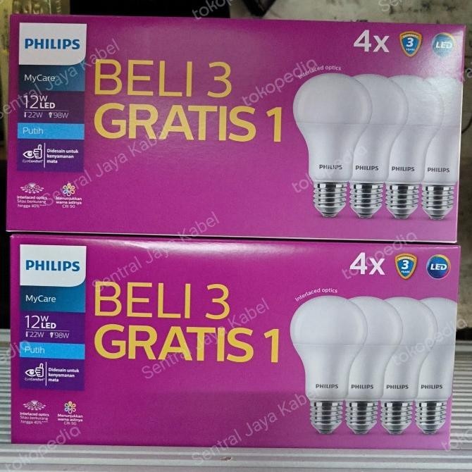 Jual PHILIPS LAMPU LED 12W MYCARE 12 WATT PAKET ISI 4 ASLI GARANSI PABRIK | Shopee Indonesia