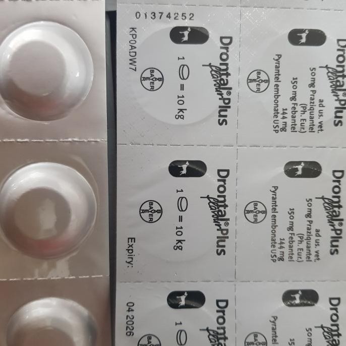 Jual 1 Strip 8 tablet Obat Cacing Anjing tablet | DRONTAL DOG BAYER ...
