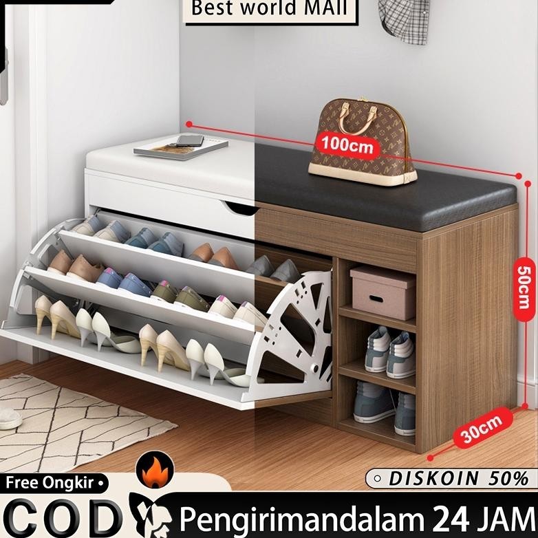 Jual Rak Sepatu Kayu Lemari Sepatu Tertutup Sepatu 80/100cm Rak Sepatu ...