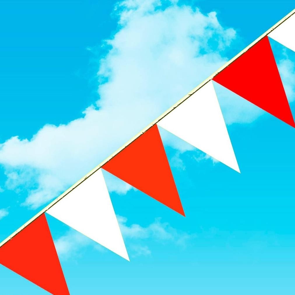 Jual CR - 80 Meter 150Pcs Bendera Merah Putih Bendera Kain Segitiga Bendera Hias Festival ...