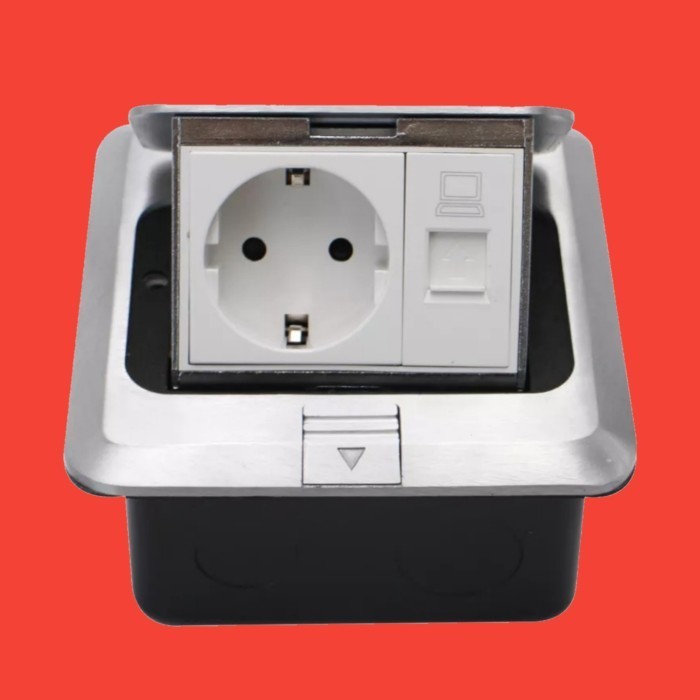 Jual FLOOR SOCKET PANEL STOP KONTAK LANTAI MEJA LISTRIK + LAN RJ45 UTP ...