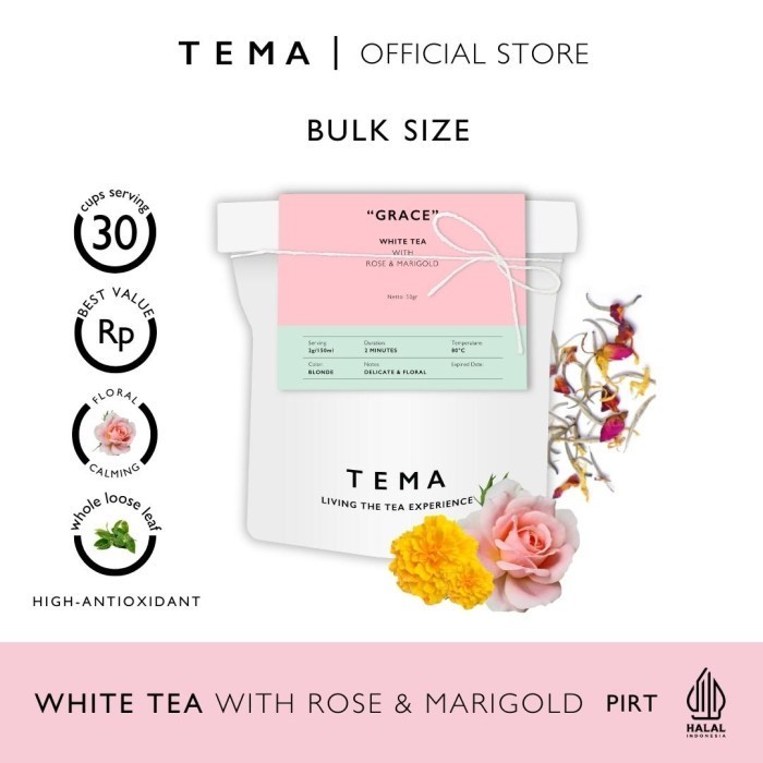Jual TEMA Tea Loose Leaf Large Pouch - Grace / White Rose Tea | Shopee ...