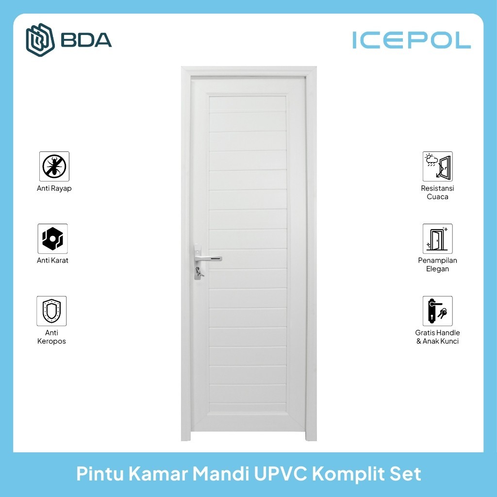 Jual Icepol Pintu Kamar Mandi UPVC 70x200 Full Set Kusen Handle IC 009 ...