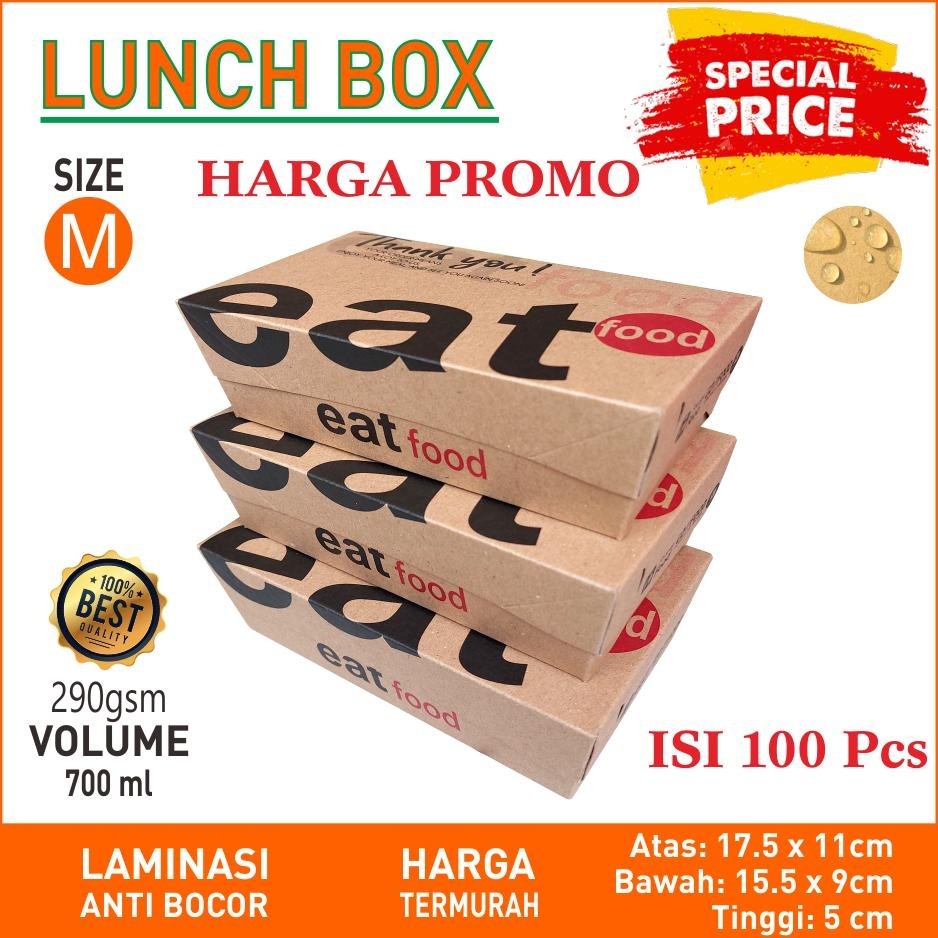 Jual Fx-76 Dus M Cetak Coklat //Lunch Box Size M Craft Cetak 100 Kotak ...