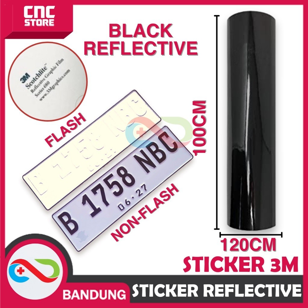 Jual STIKER STICKER PLAT NOMOR 3M 680 85 BLACK REFLEKTIF NYALA PUTIH ...