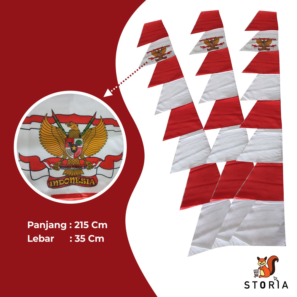 Jual Bendera Umbul-Umbul Warna Merah Putih Garuda Panjang Segitiga 8 Mata | Shopee Indonesia