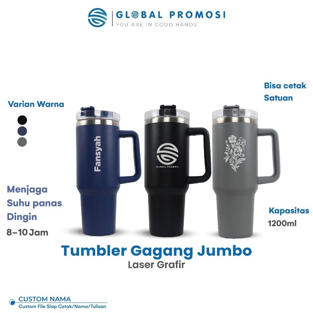 Jual Tumbler Gagang Jumbo Stainless Steel Custom Laser Grafir Botol Air ...