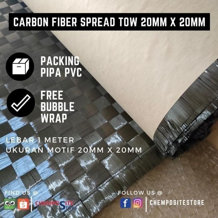 Jual Serat carbon kevlar SPREAD TOW 20MM X 20MM 12K 80GSM L 1M Premium ...