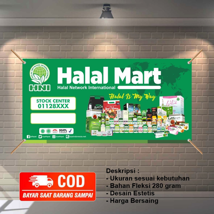 Jual spanduk banner backdrop agen HNI Halal Mart murah | Shopee Indonesia