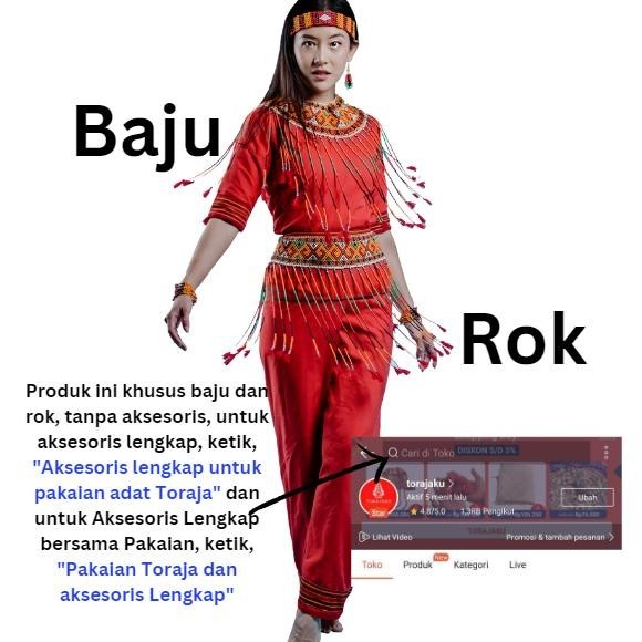 Jual er-56 Baju Toraja, Pakaian Adat Toraja Baju dan Rok Merah, Kuning, Orange dan Putih Murah ...