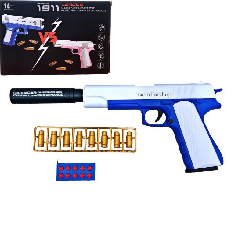 Jual Flint Gun Senjata Mainan Pistol Colt M1911 Mainan Anak Tembak Tembakan Kokang Soft Bullet ...