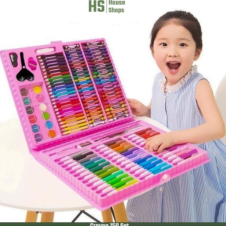 Jual ad-77 Crayon Set 150 Pcs Pensil Warna Lengkap Alat Lukis Anak ...