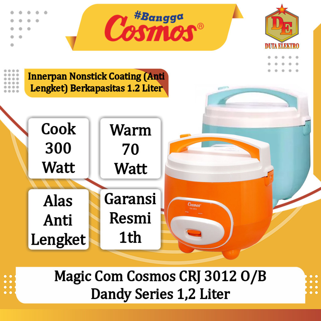 Jual Magic Com Cosmos CRJ 3012 O B Dandy Series 1,2 Liter | Shopee ...