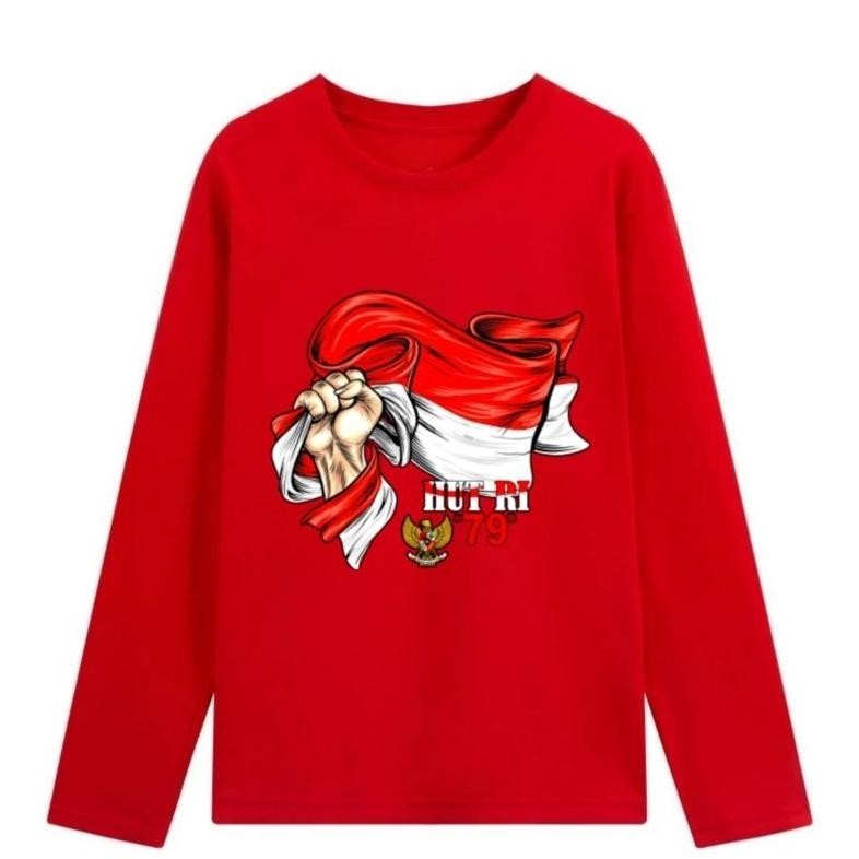 Jual KU09 Baju Lengan PANJANG Dewasa SPESIAL MERAH HUT KEMERDEKAAN INDONESIA/Kaos panjang ...