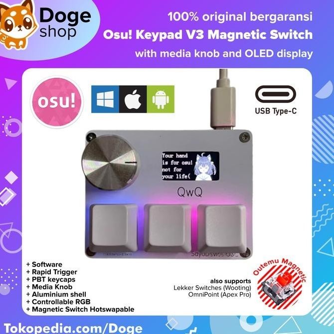 Jual Osu! Nono V3 Keyboard Magnetic Switch Wooting Led Display Knob ...