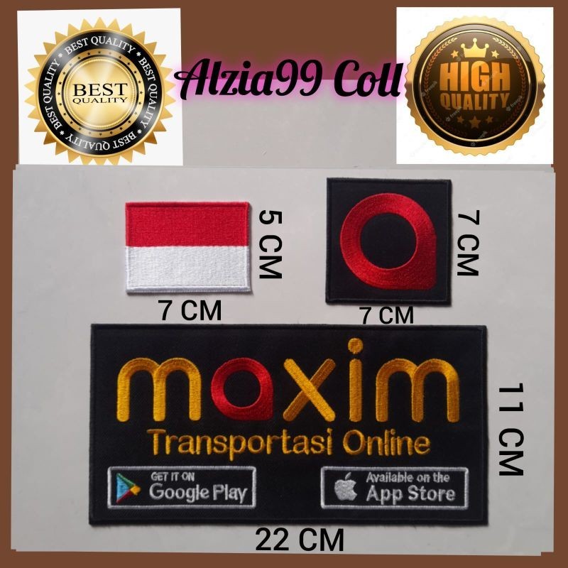 Jual Emblem Bordir Logo Maxim Ojol Sepaket 3pc / Bordir Computer High ...