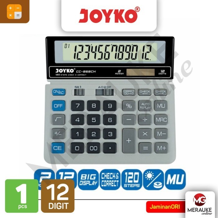 Jual JOYKO KALKULATOR 12 DIGITS CC-868CH CHECK & CORRECT | Shopee Indonesia