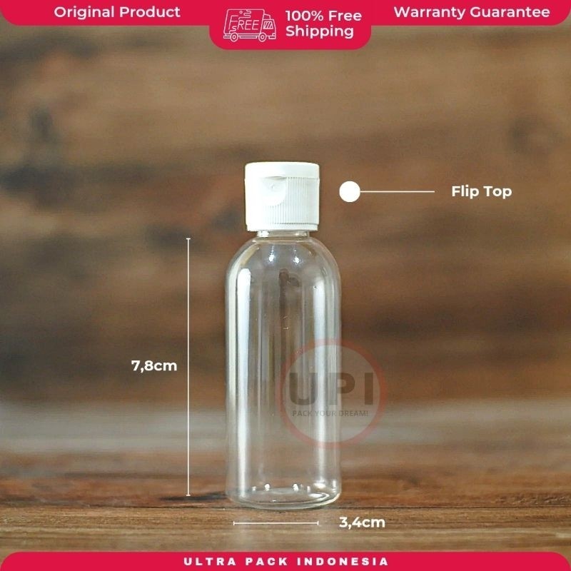 Jual Kemasan Botol Fliptop Isi Ulang - BOTOL PET BR 60ML CLEAR + FLIP TOP | Shopee Indonesia