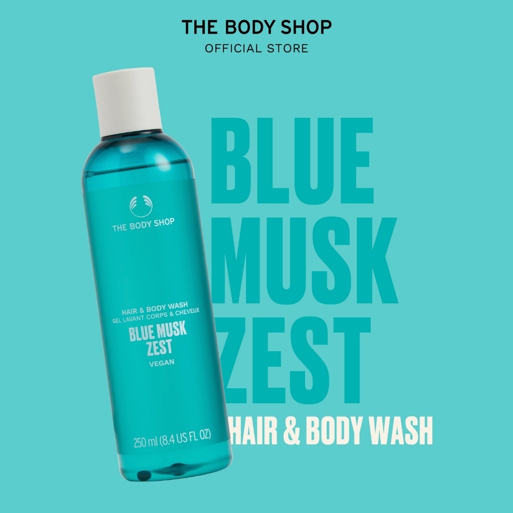 Jual The Body Shop Blue Musk Zest Hair & Body Wash Shower Gel 250ml ...