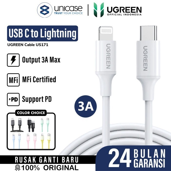 Jual Cable Data Usb C To Iphone Lightning Mfi Ugreen Pd Fast Charging Kabel | Shopee Indonesia