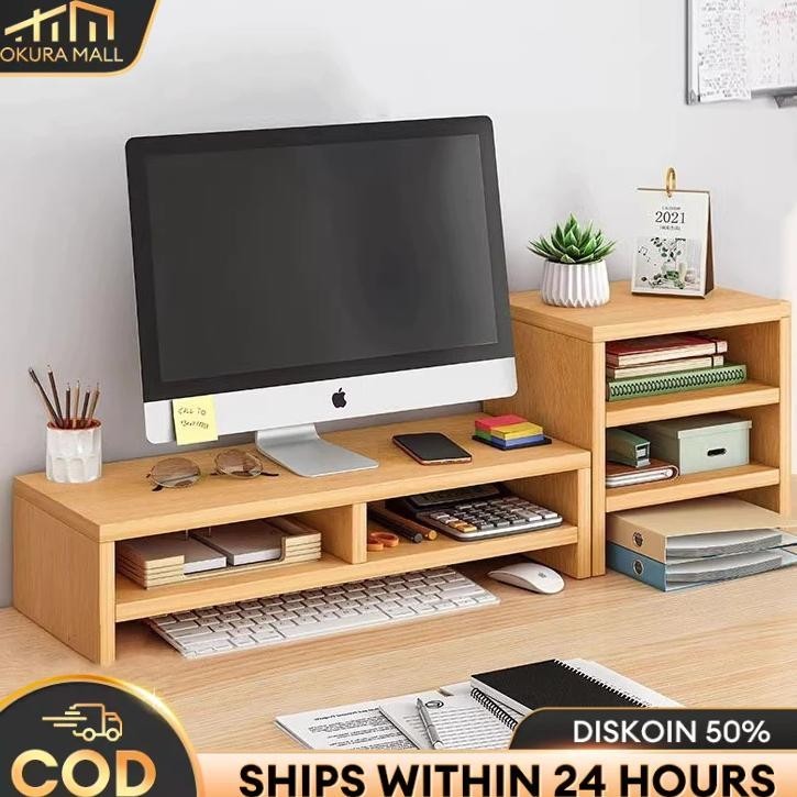 Jual Stand Monitor Kayu Rak Monitor Desktop Meja Monitor Dudukan ...