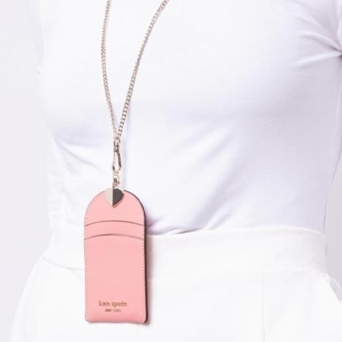 Jual Ane Dompet Id Card Kate Spade Ks Spencer Lanyard Serene Pink Br ...
