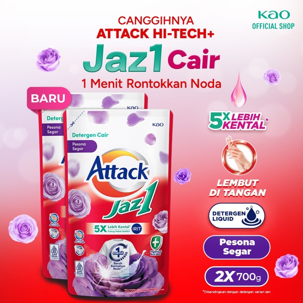 Jual Attack Jaz1 Pesona Segar - Deterjen Cair Sabun Cuci Baju 700gr x 2 ...