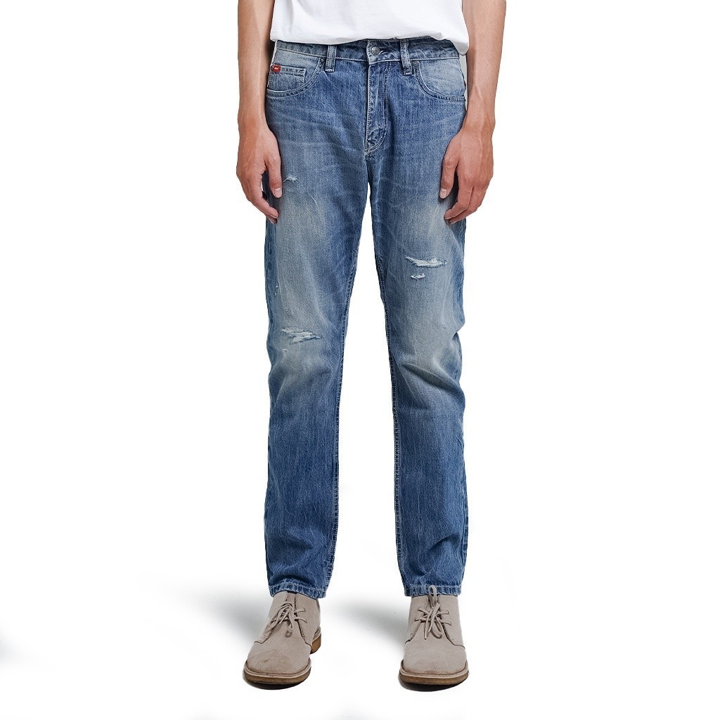 Jual Lee Cooper Tapered Fit Jeans Arthur Ripped Light Blue | Shopee ...