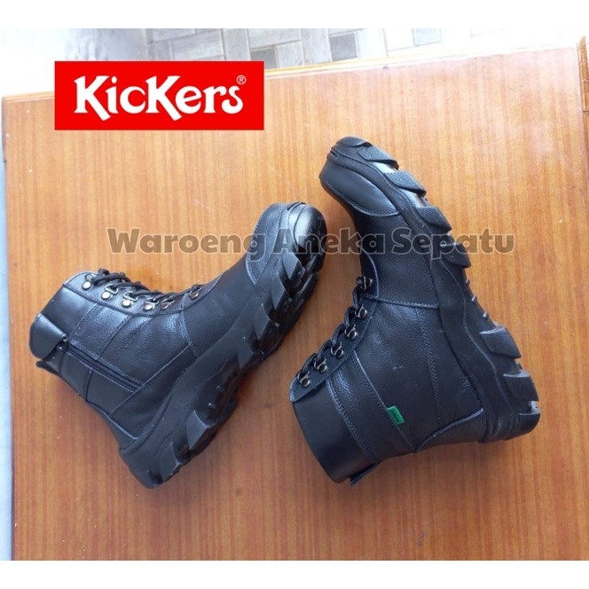 Jual Sepatu Safety Boots Kickers Komando Kulit Asli Resleting Tali Pria ...