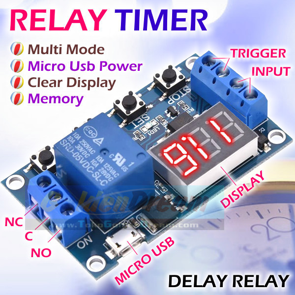 Jual Relay Timer With Micro Usb Display Delay Off On Cycle Switch ...