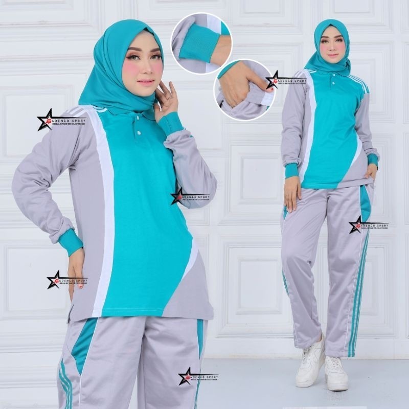 Jual Set Senam Ibu Ibu Kekinian One Set Baju Senam Muslimah Oneset ...