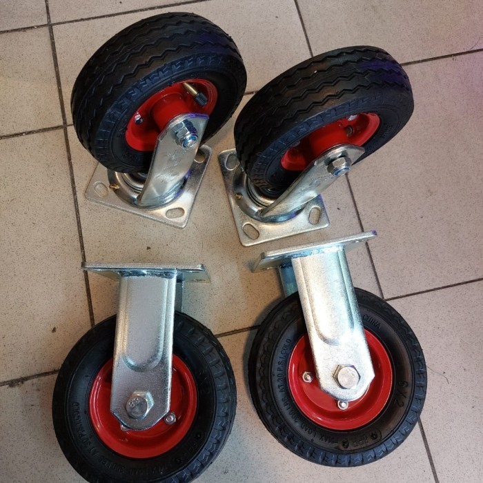 Jual Roda Trolley Ban Angin / Roda Ban Pompa 6 Inch 1Set ( 2Hidup 2Mati ...