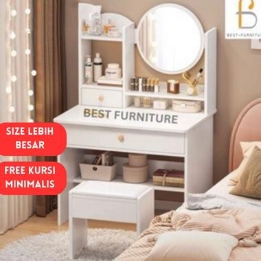 Jual Meja Rias Kaca Bulat Meja rias Putih Minimalis | Shopee Indonesia