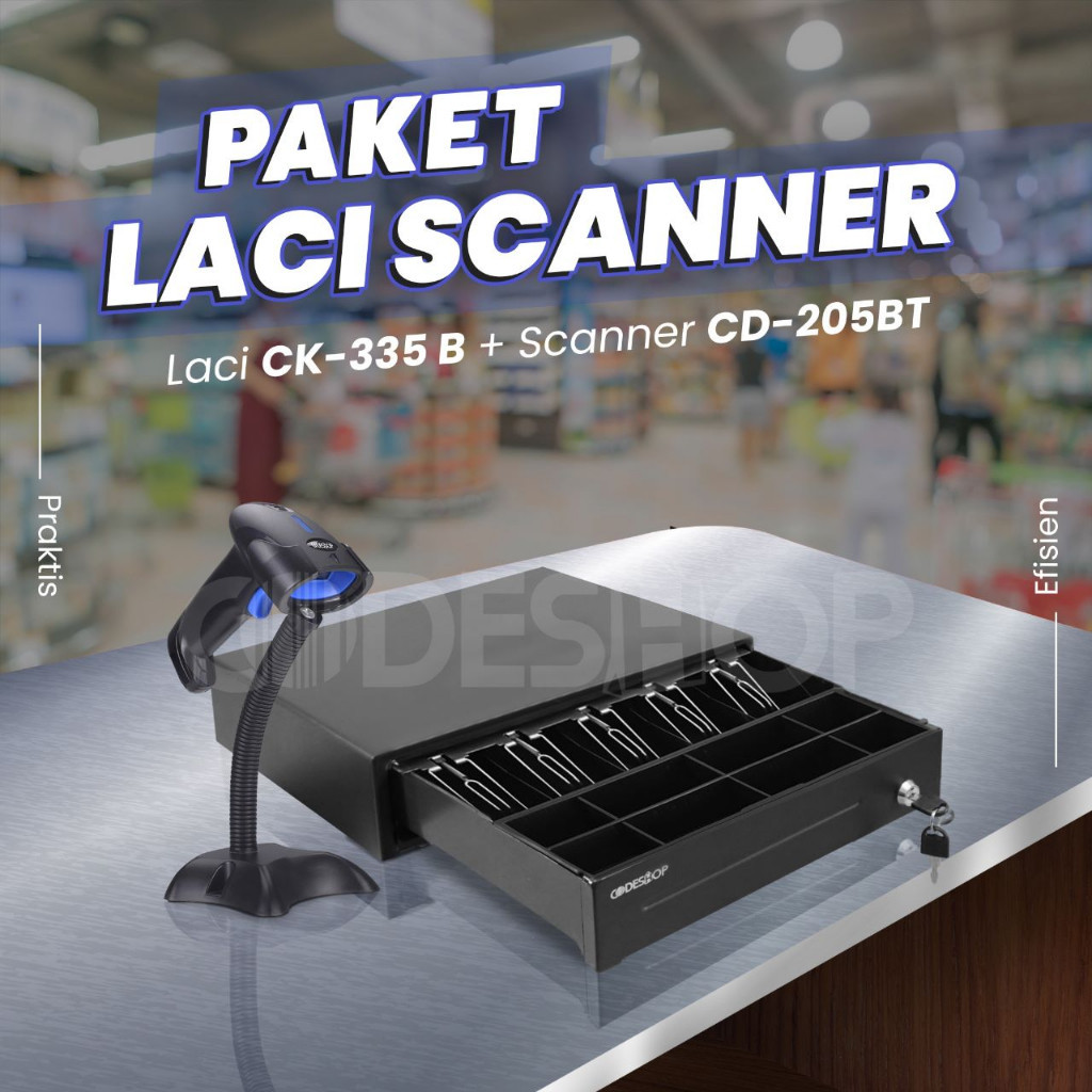 Jual Laci Kasir & Scanner Barcode Codeshop CK-335B + CD-205 BT | 1D ...
