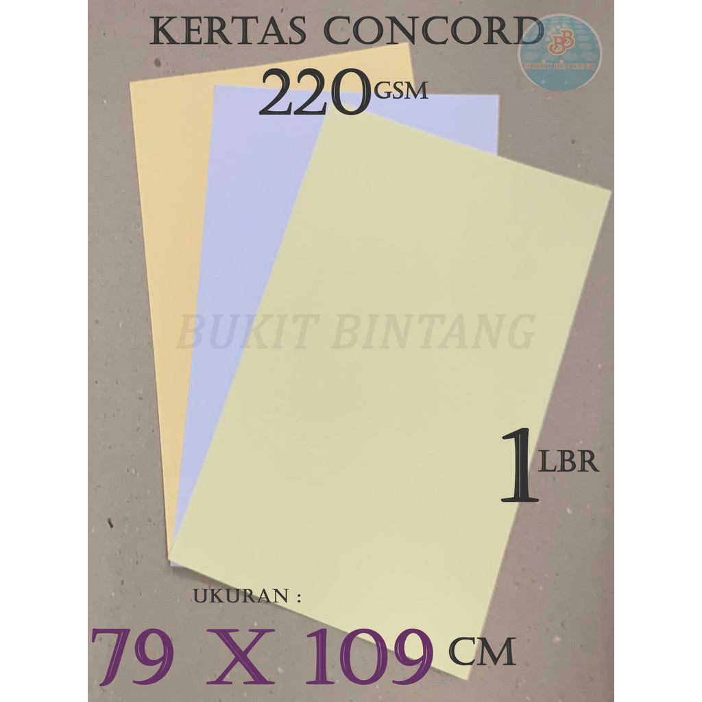 Jual Kertas Concord 220 Gsm Ukuran PLANO 79 x 109 Cm ( Warna Kuning ...