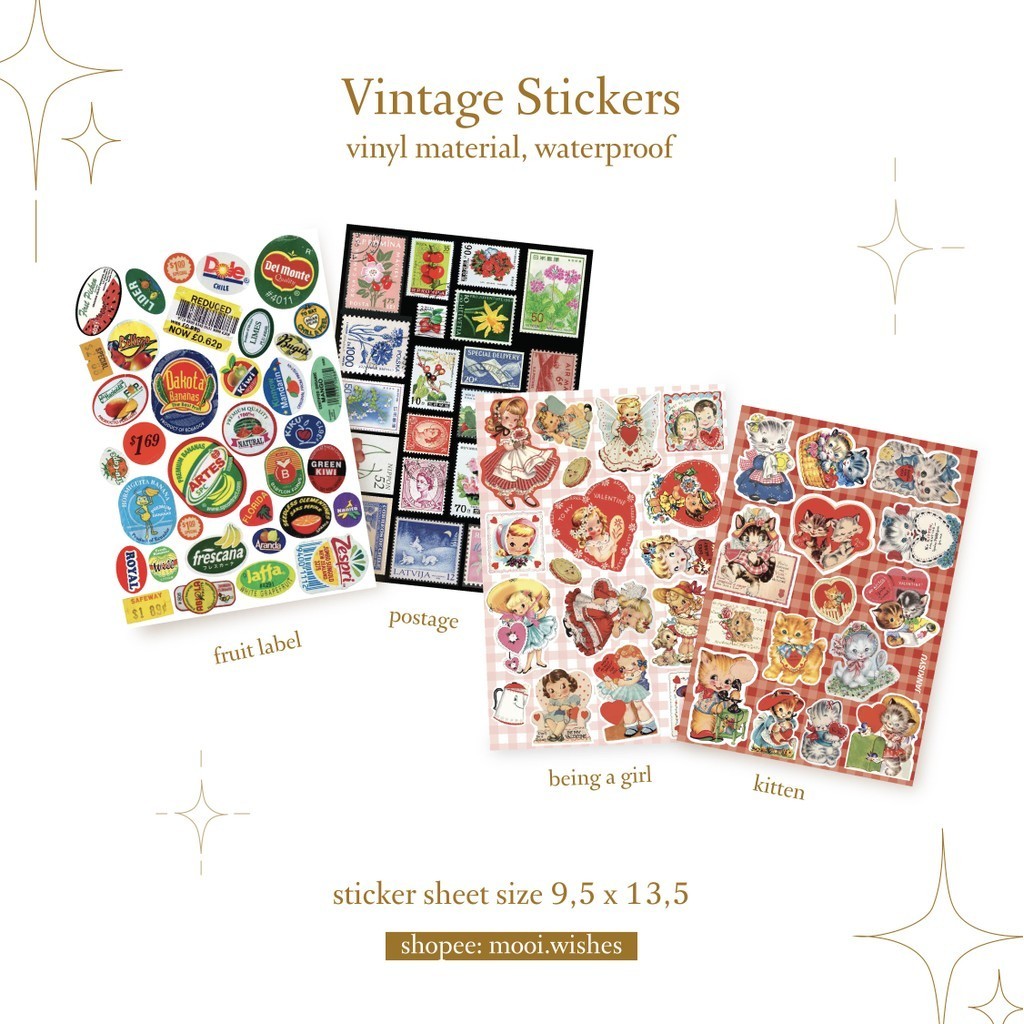Jual Sticker Vintage Perangko Label Sheet Deco Handphone Laptop ...