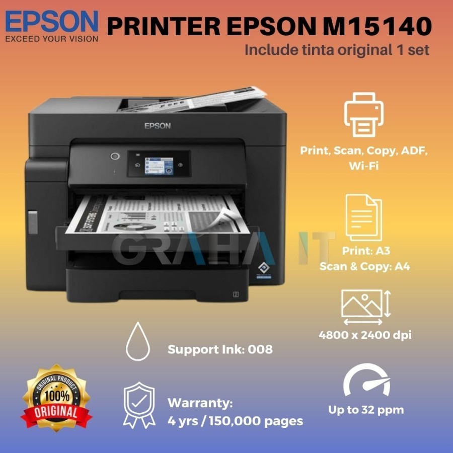 Jual Printer Epson EcoTank M15140 AIO Print Scan Copy WiFi Wireless A3 ...