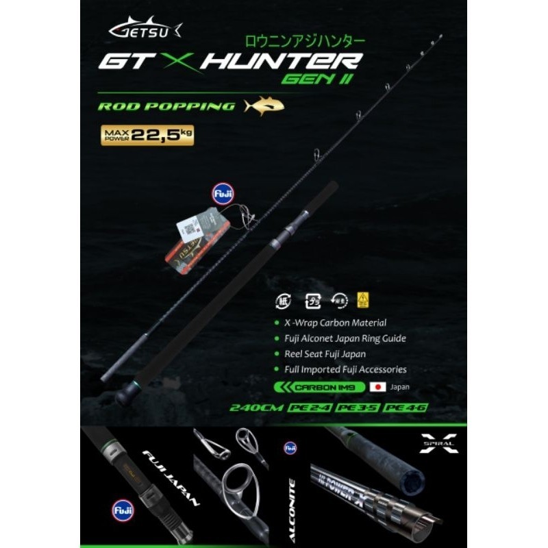 Jual Joran Getsu Gt X Hunter Gen Ii 802 Popping Rod Premium | Shopee ...