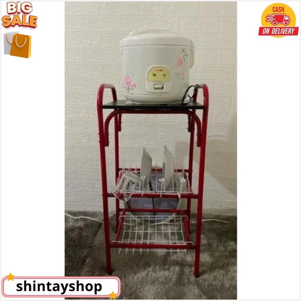 Jual Rak Magic Com Tebal/Rak Susun 3/Rak Dapur/Rak Piring /Rak Galon ...