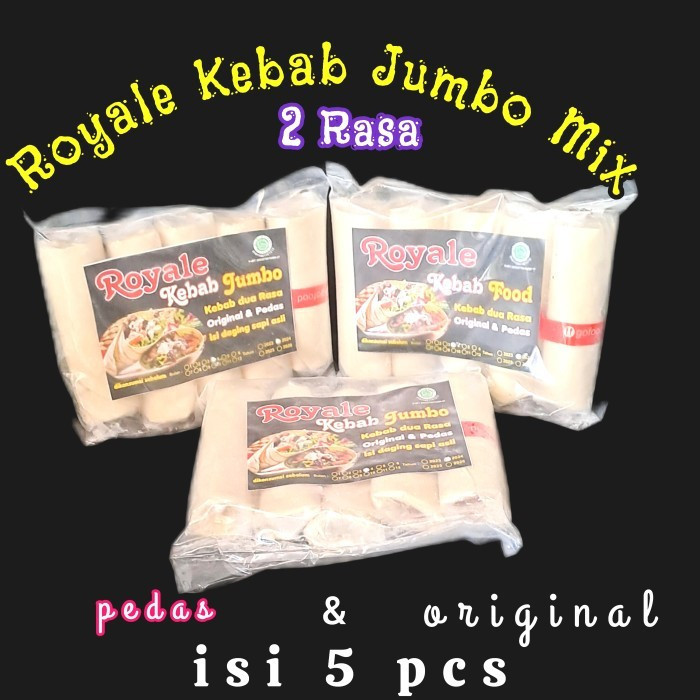 Jual Kebab Jumbo Royale 1 kemasan ada 2 rasa Original dan pedas isi 5 ...