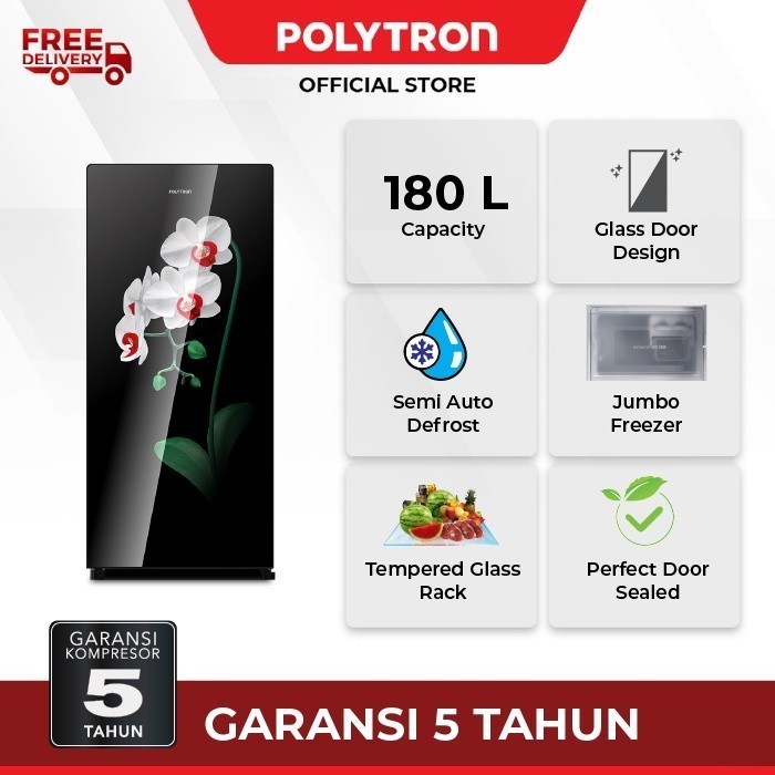 Jual Kulkas POLYTRON Belleza 1 pintu 180 liter PRA 18MOW PRA18MOW 18 ...