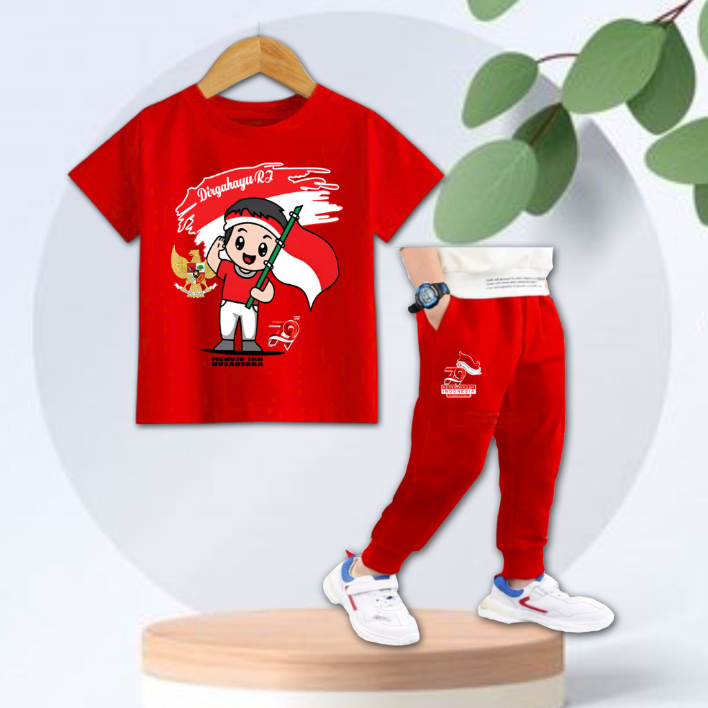 Jual Baju 17 Agustus Anak 2024 Ke79 Atasan Hut Ri 79 1Tahun Bju Lomba Agustusan Setelan Merah ...