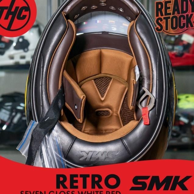 Jual Helm Smk Retro Seven Gloss White Red Vintage Full Face Helmet ...