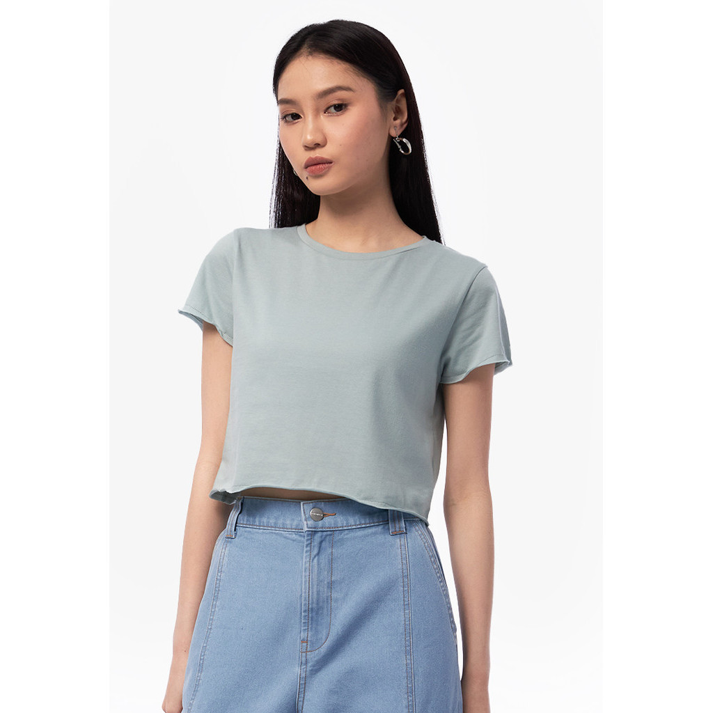 Jual COLORBOX Short Sleeve Crop T-Shirt Mint | Shopee Indonesia