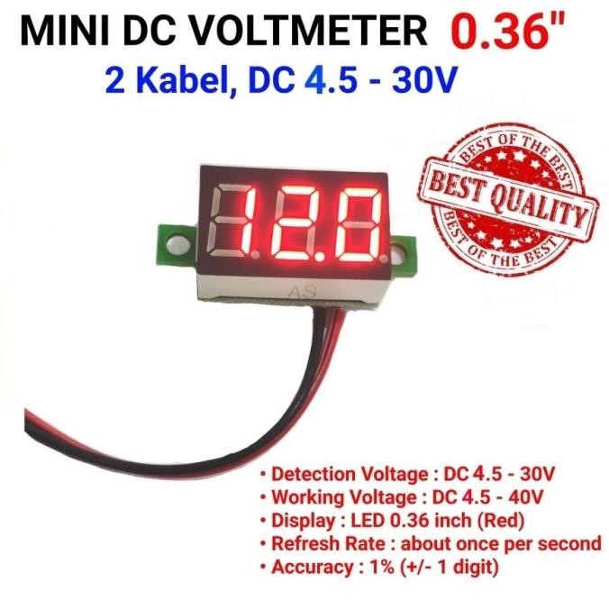 Jual Voltmeter Volt Meter Digital Mini DC Tanpa Frame 2 Kabel 0.36 inch ...