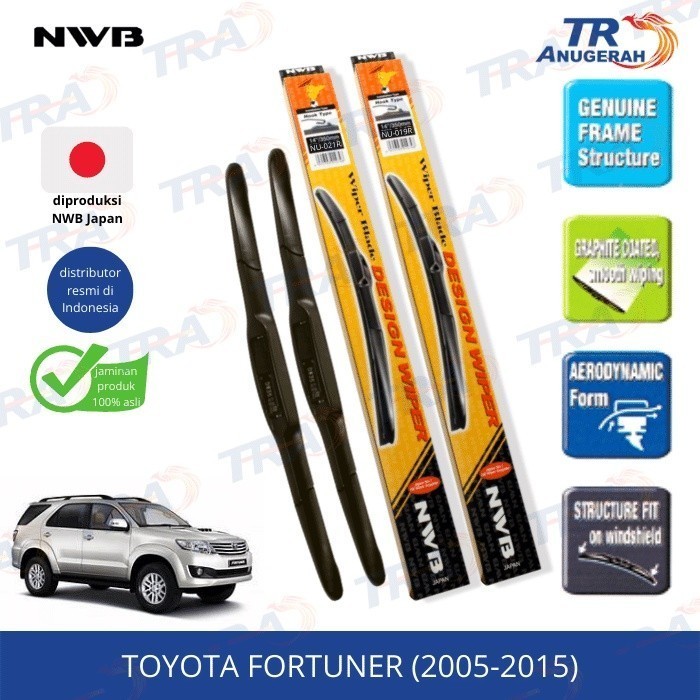 Jual Wiper Blade Depan DESIGN NWB Toyota FORTUNER 22 & 19 inch | Shopee Indonesia